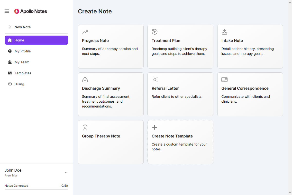 How to create a note template – Apollo Notes